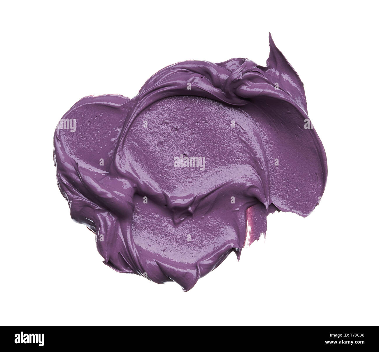 Pale purple smears and texture mascara or acrylic on a white background ...