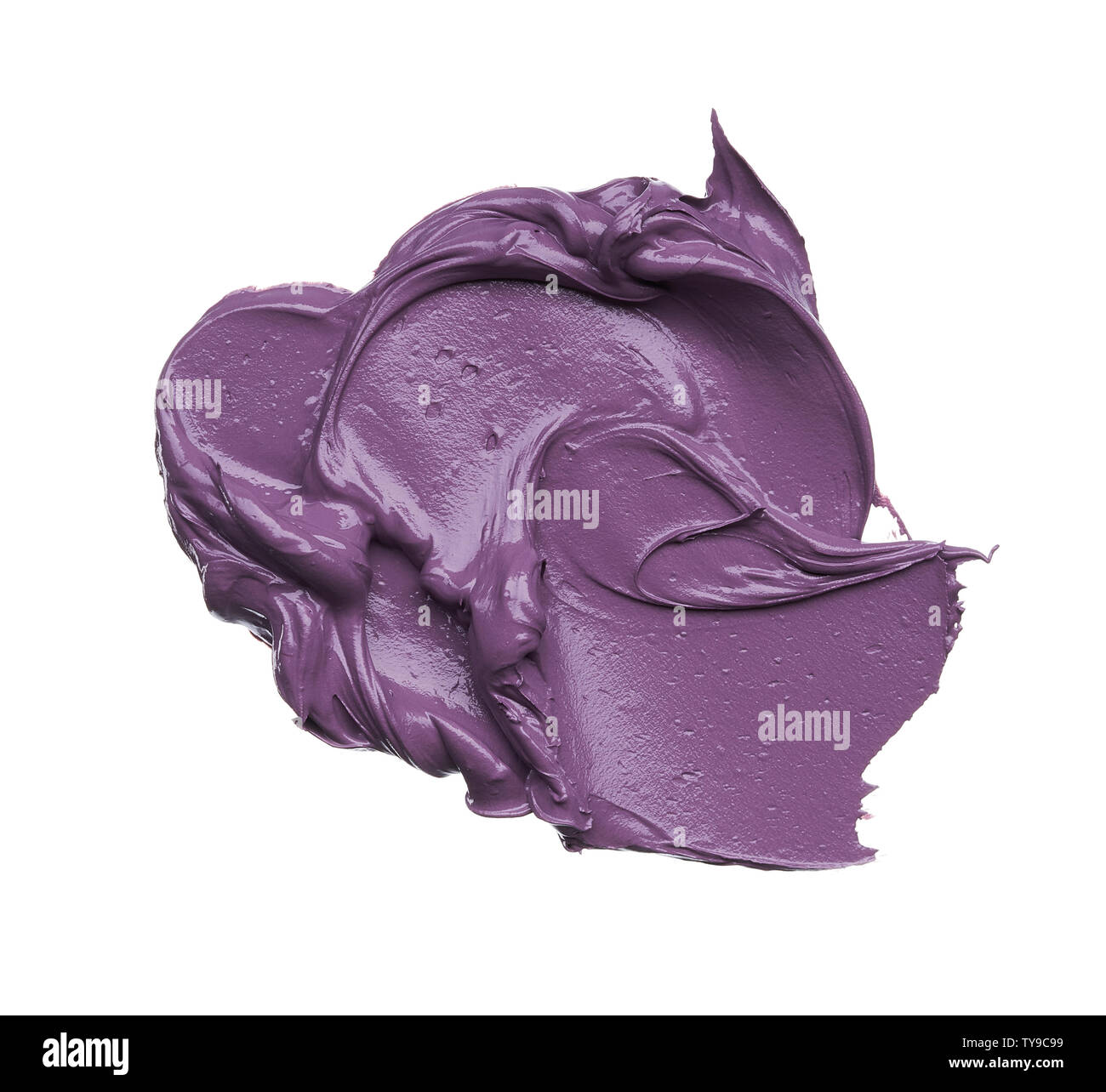 Pale purple smears and texture mascara or acrylic on a white background ...