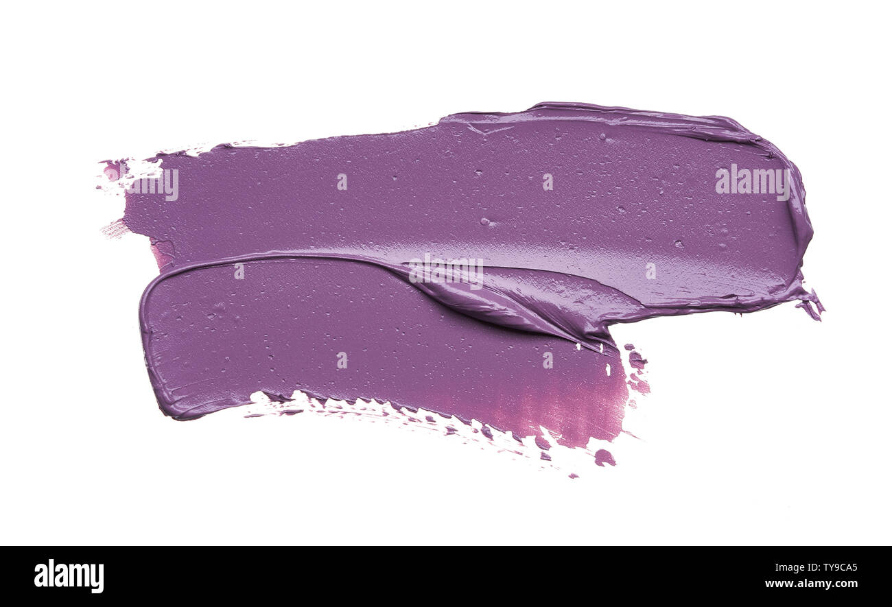 Pale purple smears and texture mascara or acrylic on a white background ...