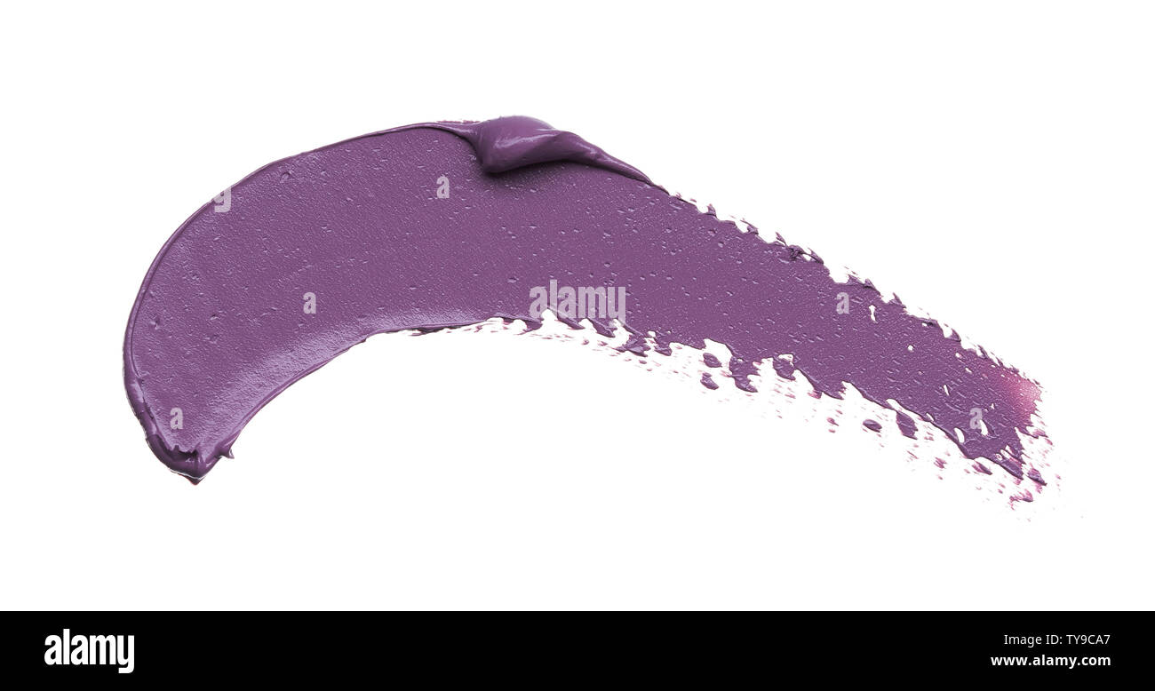 Pale purple smears and texture mascara or acrylic on a white background ...