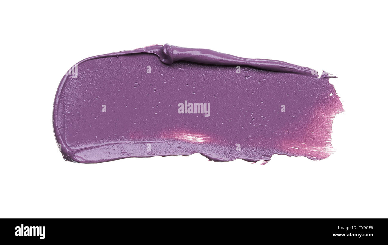 Pale purple smears and texture mascara or acrylic on a white background ...