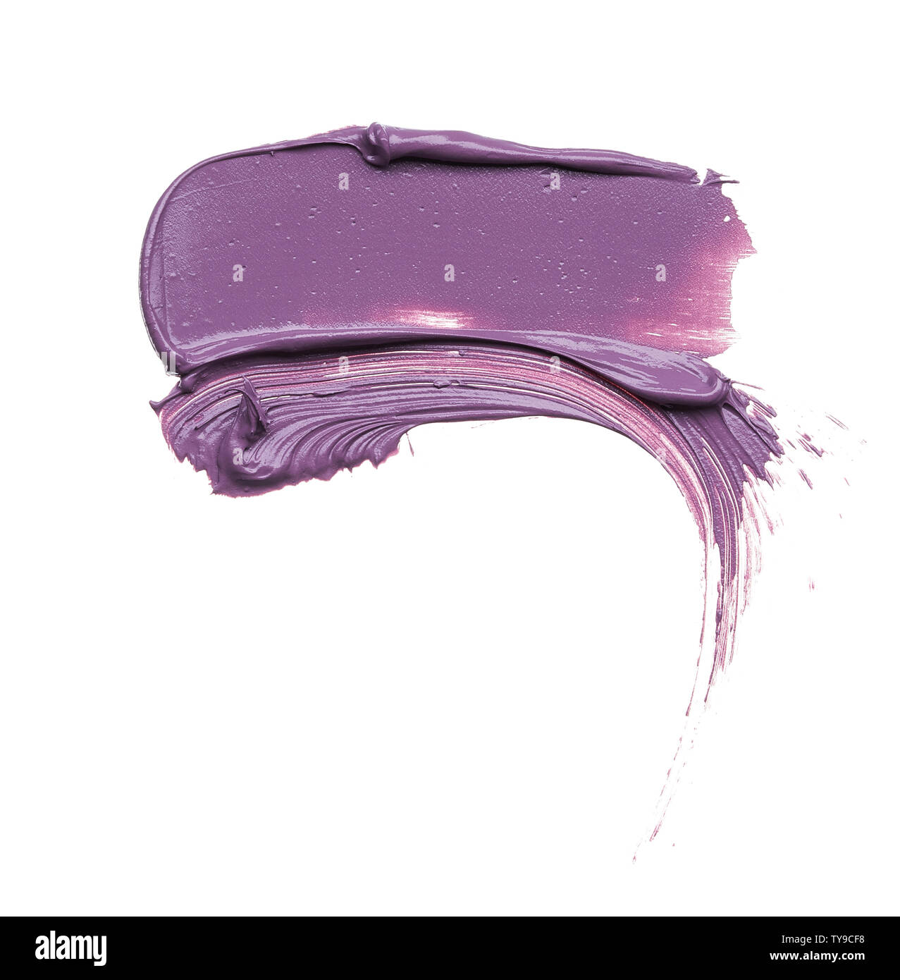 Pale purple smears and texture mascara or acrylic on a white background ...