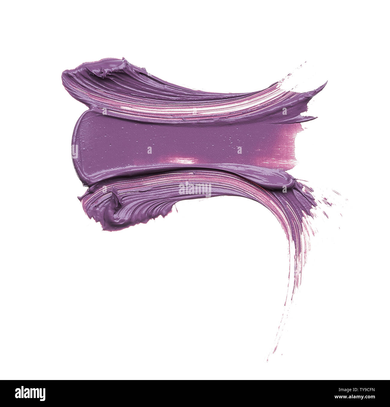 Pale purple smears and texture mascara or acrylic on a white background ...