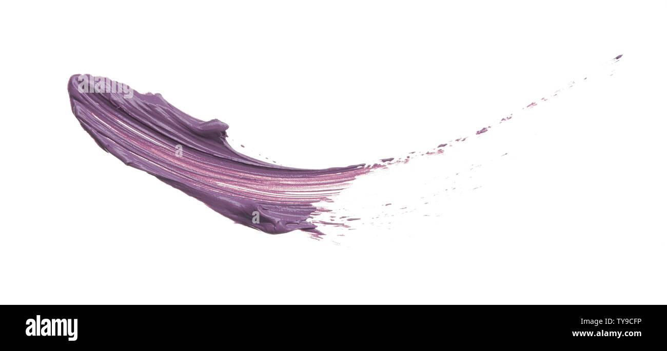 Pale purple smears and texture mascara or acrylic on a white background ...