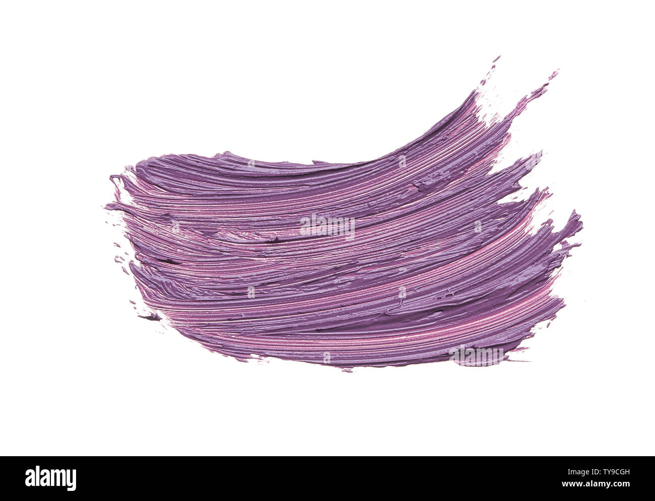 Pale purple smears and texture mascara or acrylic on a white background ...