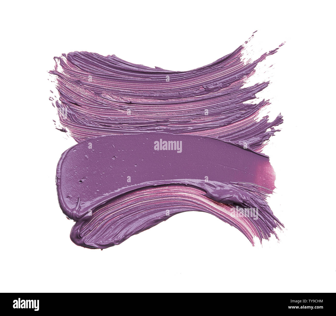 Pale purple smears and texture mascara or acrylic on a white background ...