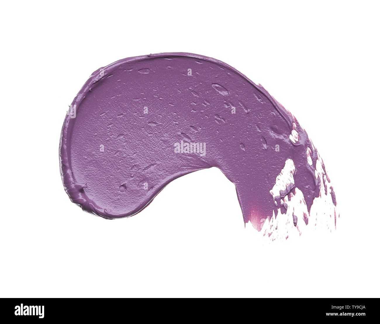 Pale purple smears and texture mascara or acrylic on a white background ...