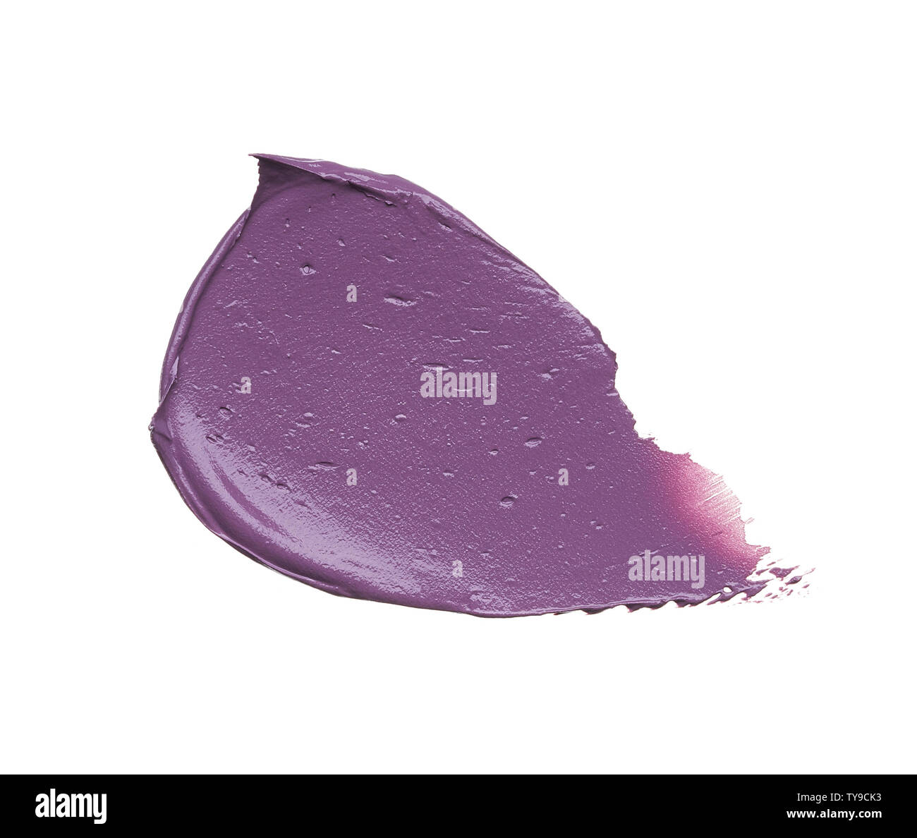 Pale purple smears and texture mascara or acrylic on a white background ...