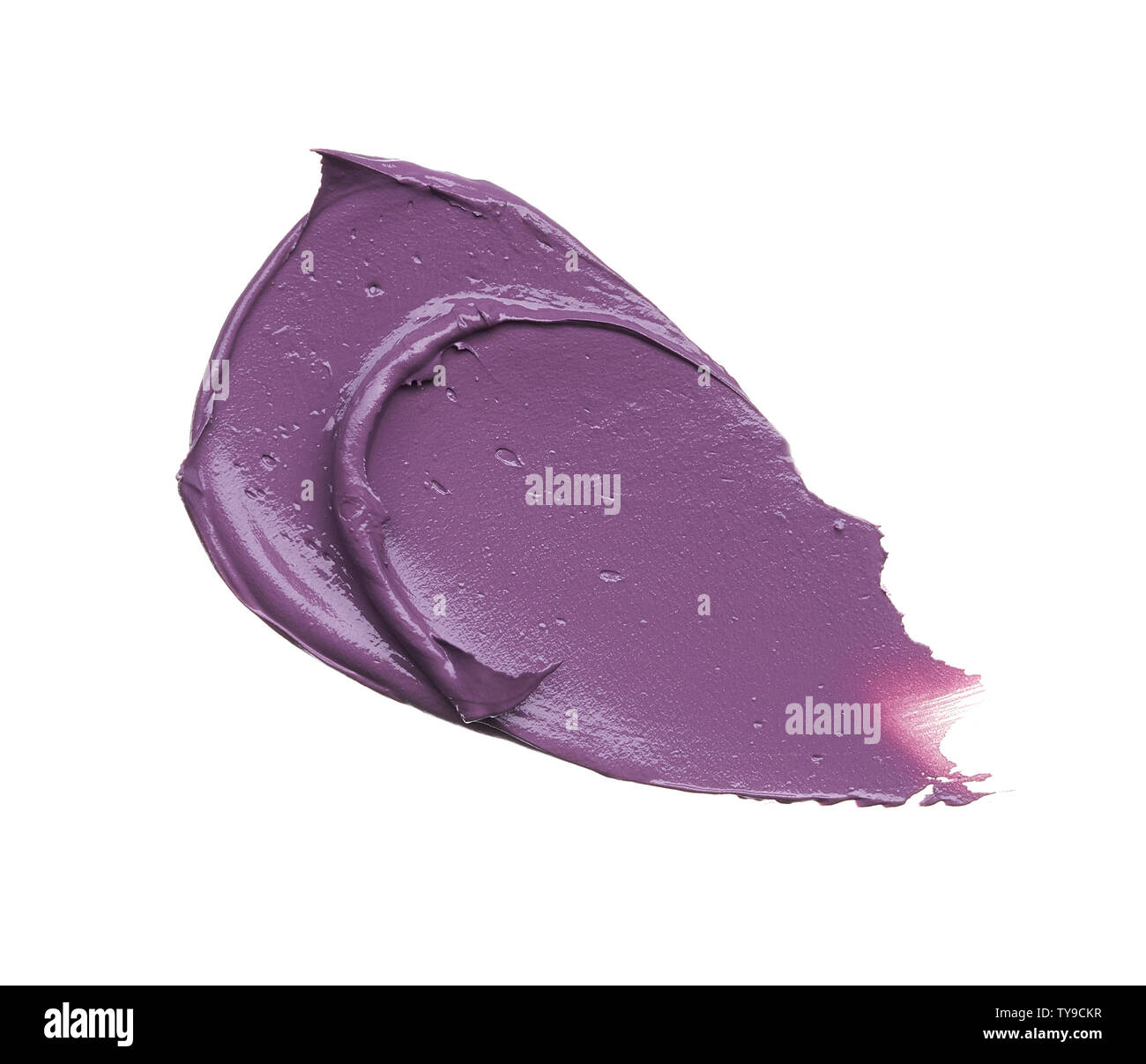 Pale purple smears and texture mascara or acrylic on a white background ...