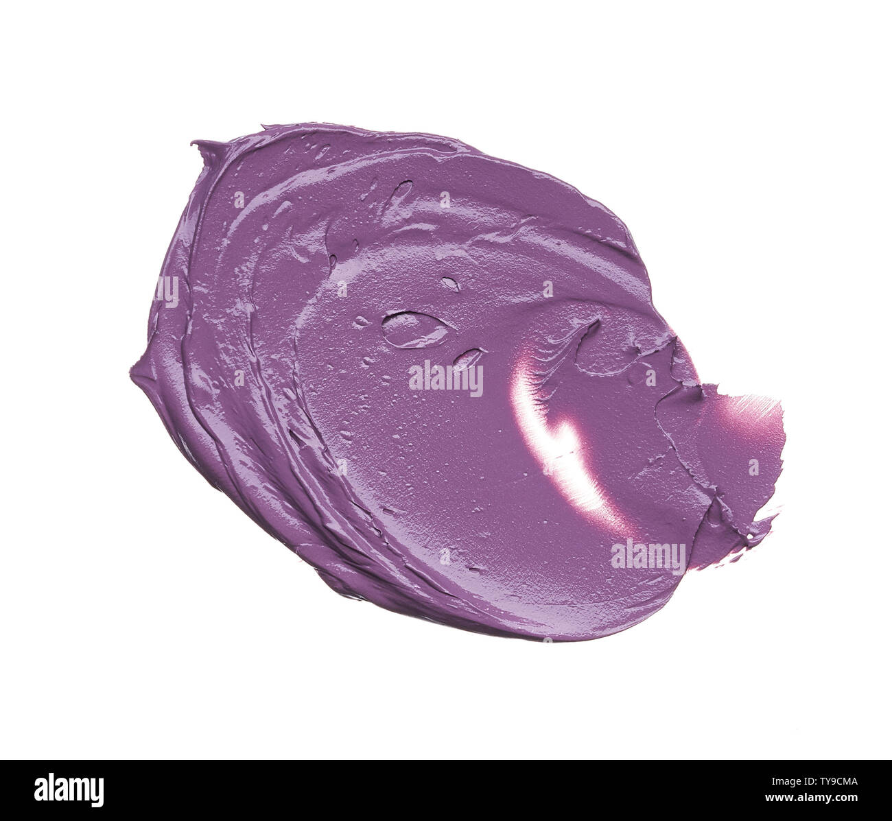 Pale purple smears and texture mascara or acrylic on a white background ...