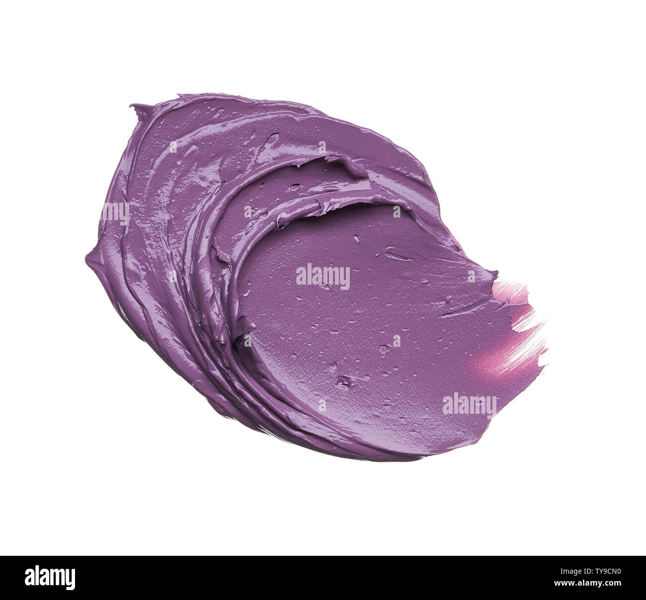 Pale purple smears and texture mascara or acrylic on a white background ...