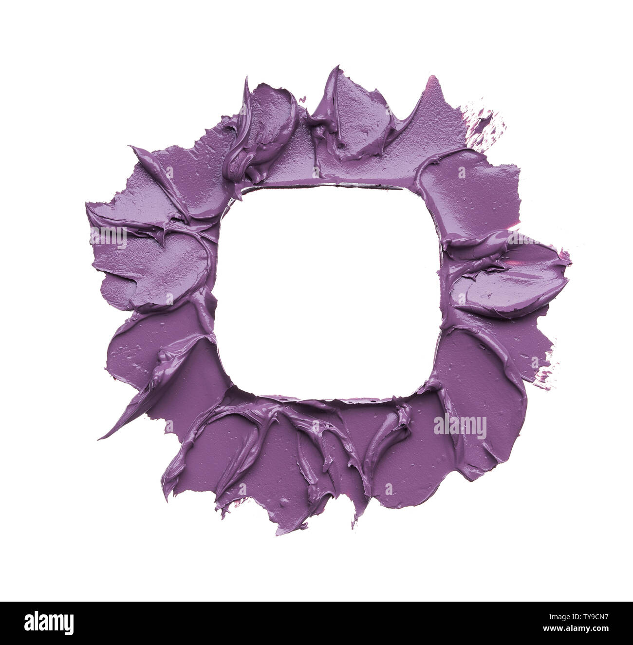 Pale purple smears and texture mascara or acrylic on a white background ...