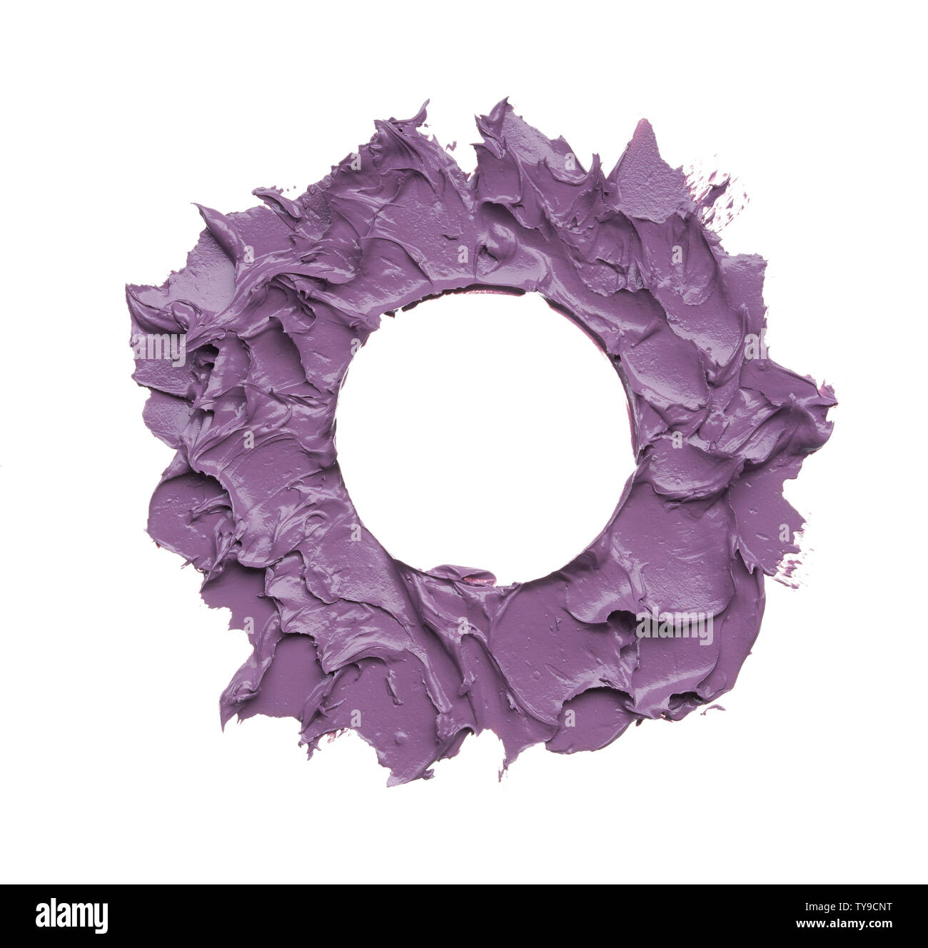 Pale purple smears and texture mascara or acrylic on a white background ...