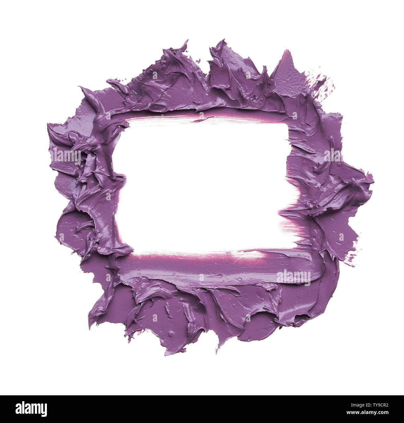 Pale purple smears and texture mascara or acrylic on a white background ...