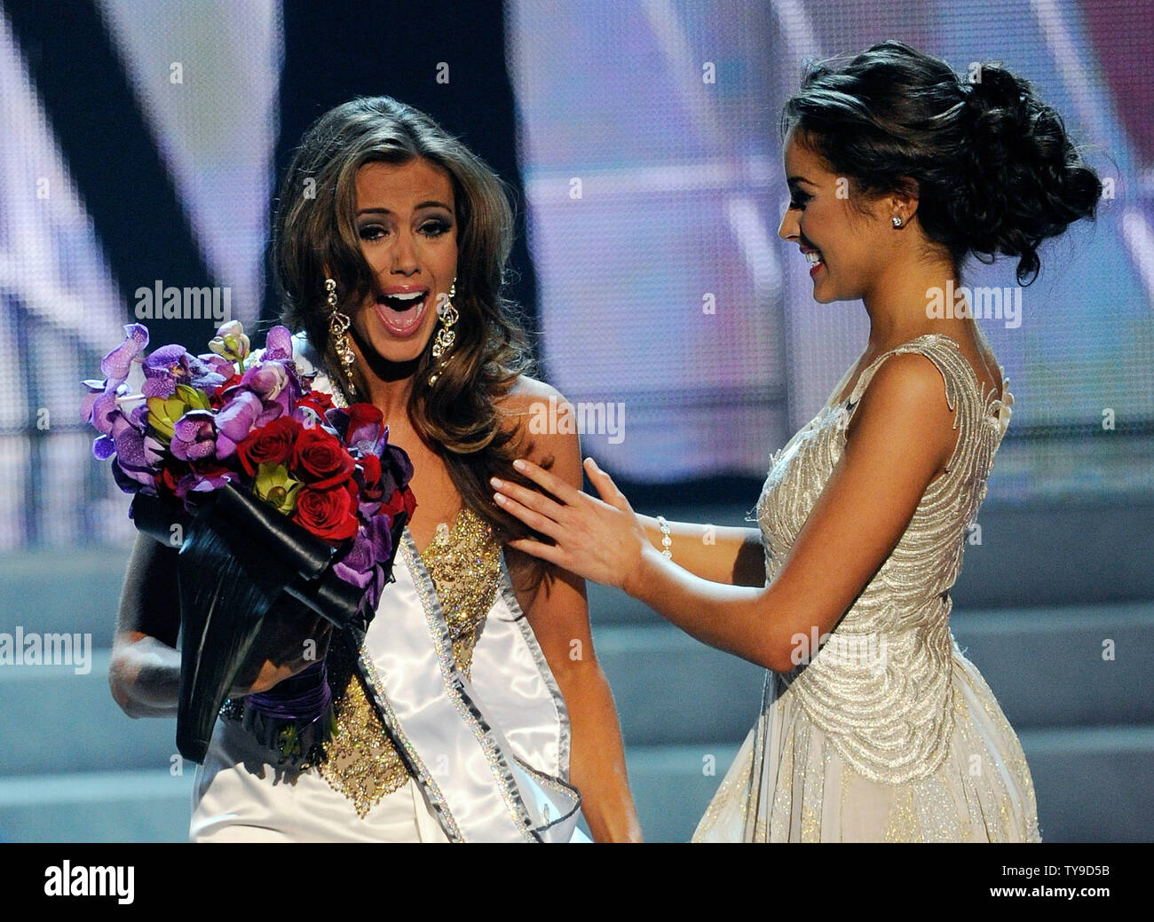 Miss Connecticut USA Erin Brady, left, is congratulated by Miss ...