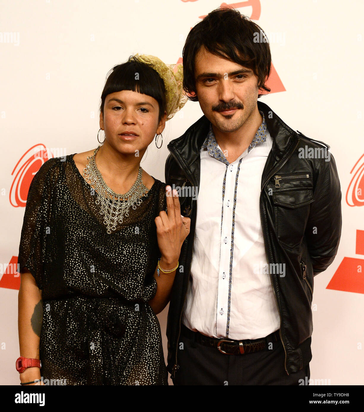 Singers Liliana Saume and Simon Mejia of Bomba Estereo arrive for the ...