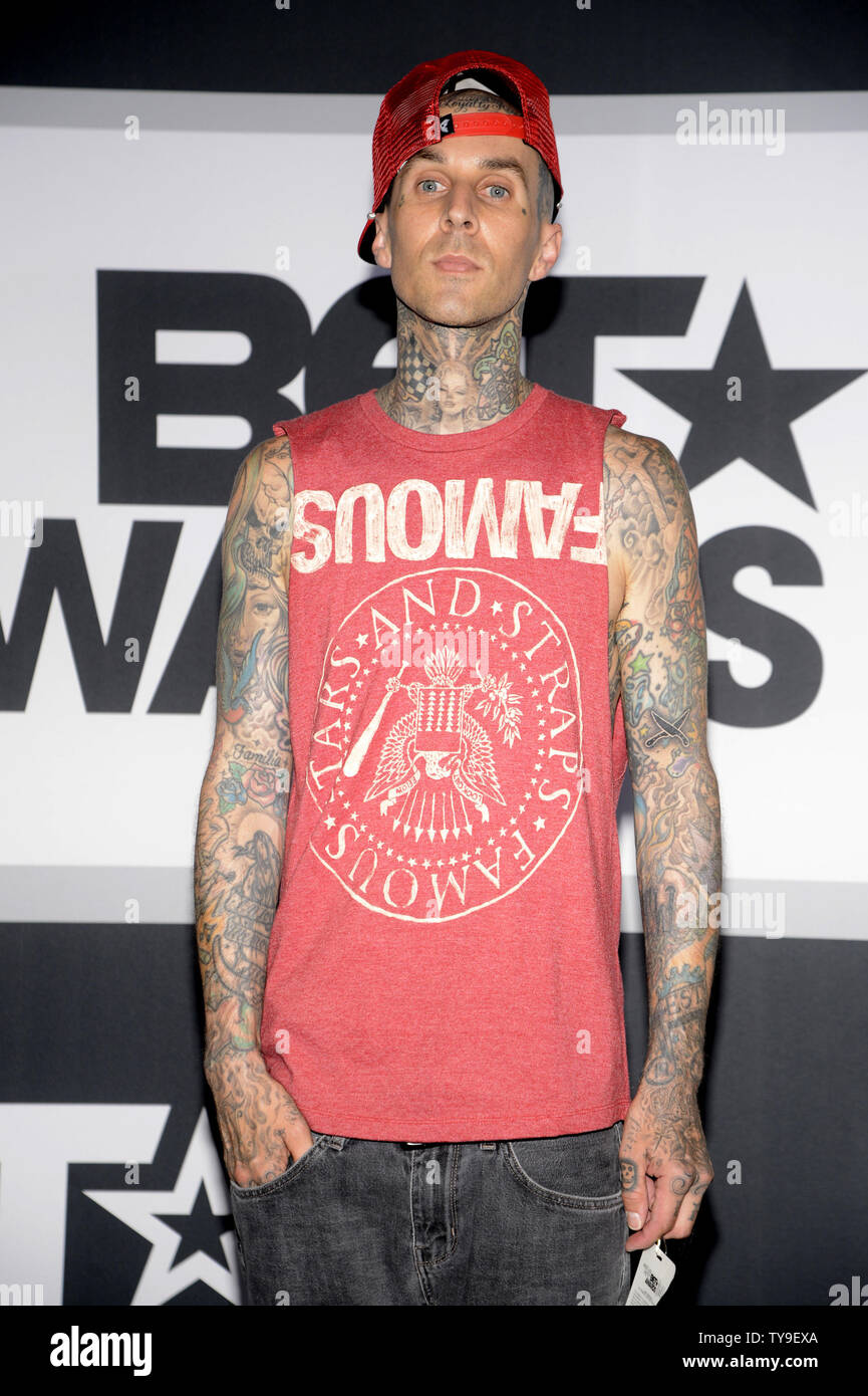 Musician Travis Barker appears backstage during the 14th annual BET ...