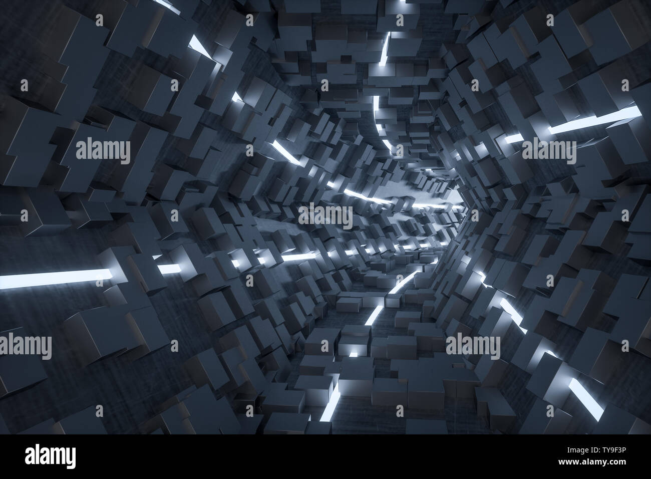 Three-dimensional rendering, curve channels with scattering luminous ...