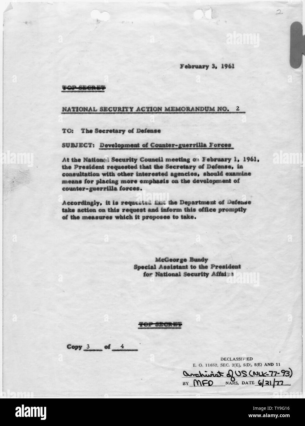 National Security Action Memorandum No. 2 Development of Counter ...