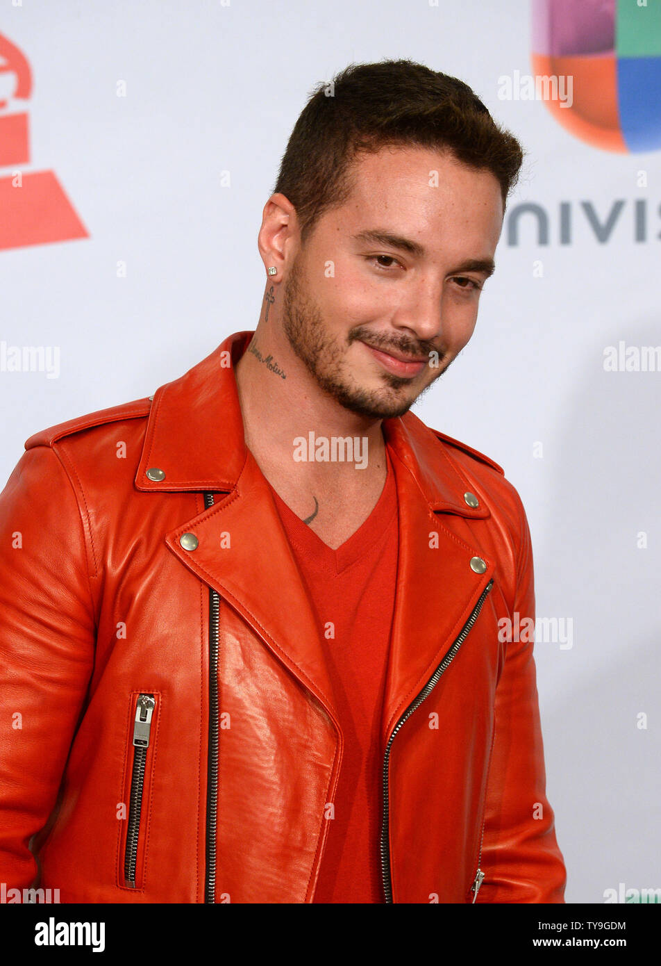 Musician J Balvin poses backstage at the 15th annual Latin Grammy ...