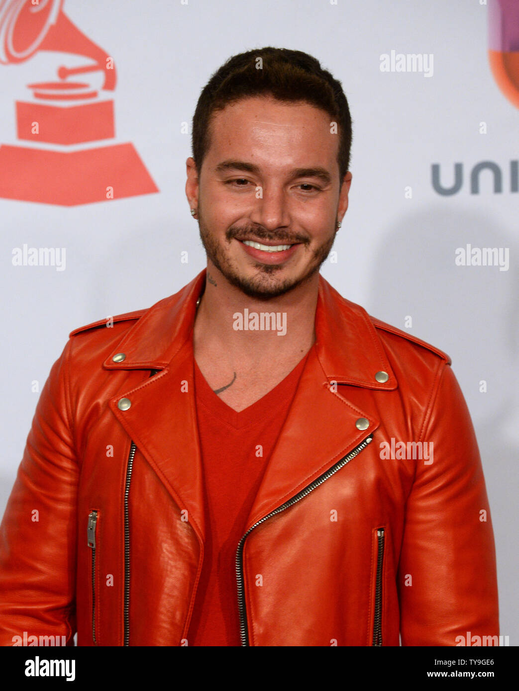 Musician J Balvin poses backstage at the 15th annual Latin Grammy ...