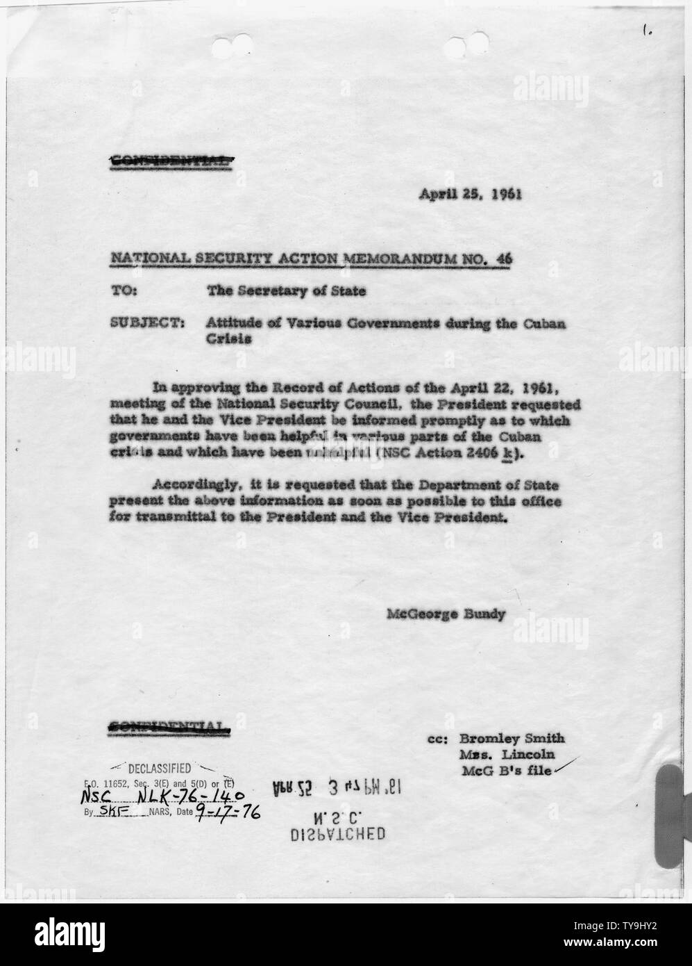 National Security Action Memorandum No. 46 Attitude of Various ...