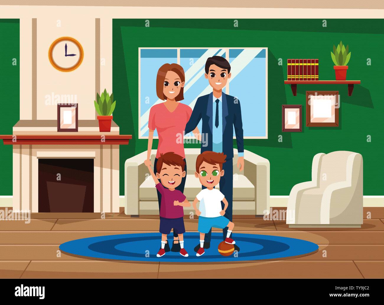 Family parents and kids cartoons Stock Vector Image & Art - Alamy