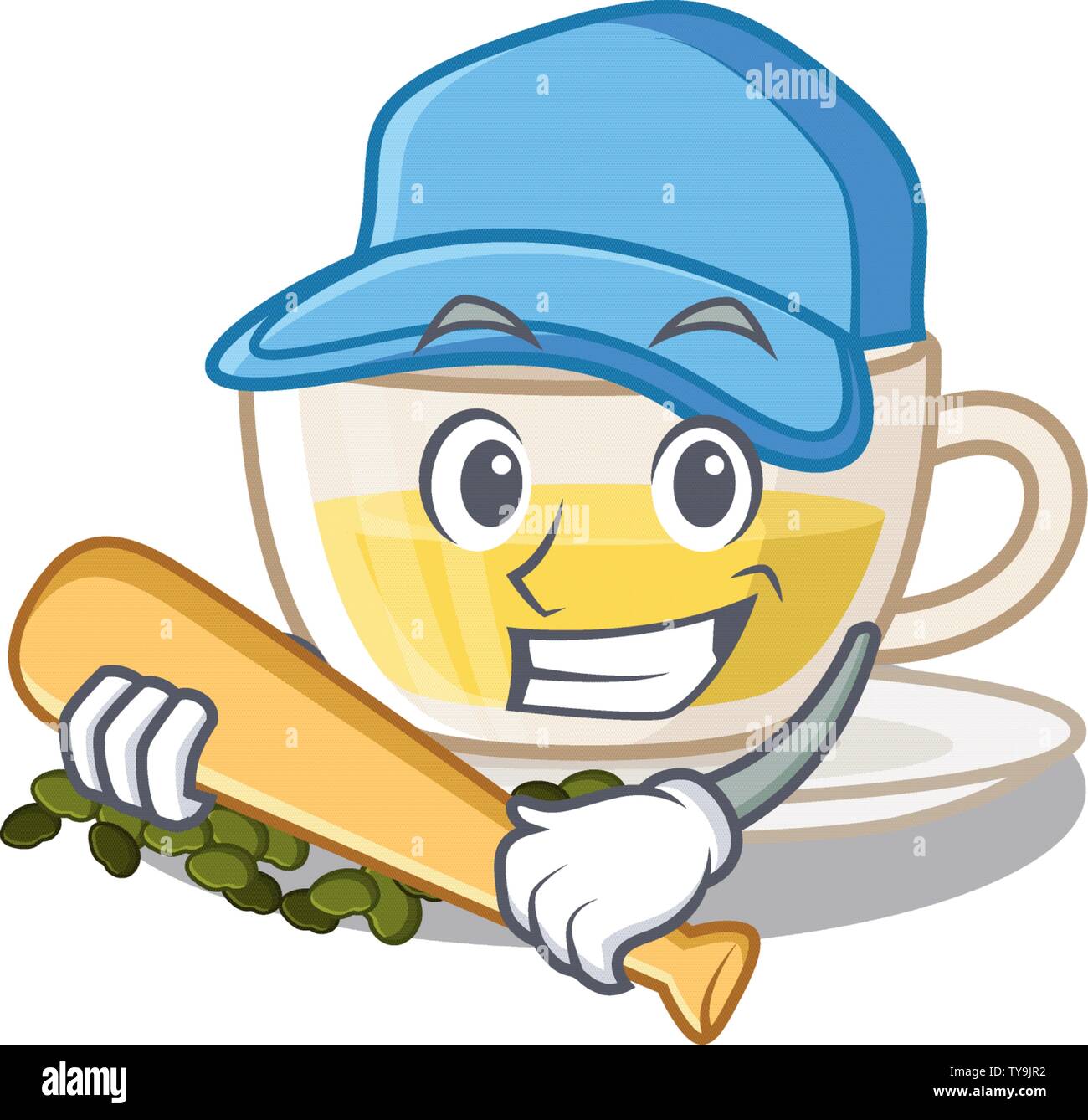 Playing baseball oolong tea poured in character cup Stock Vector Image ...