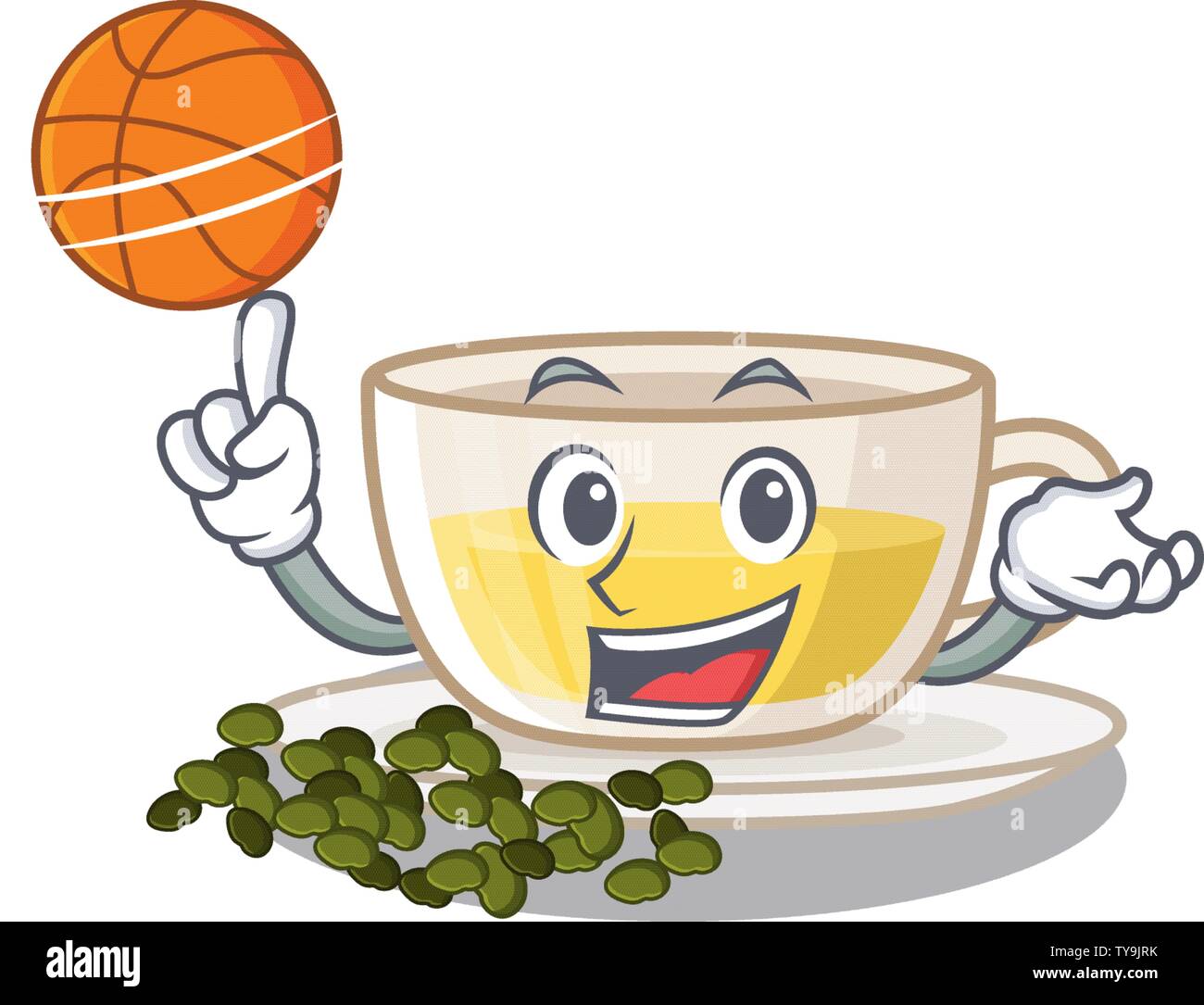 With basketball oolong tea poured in character cup Stock Vector Image ...