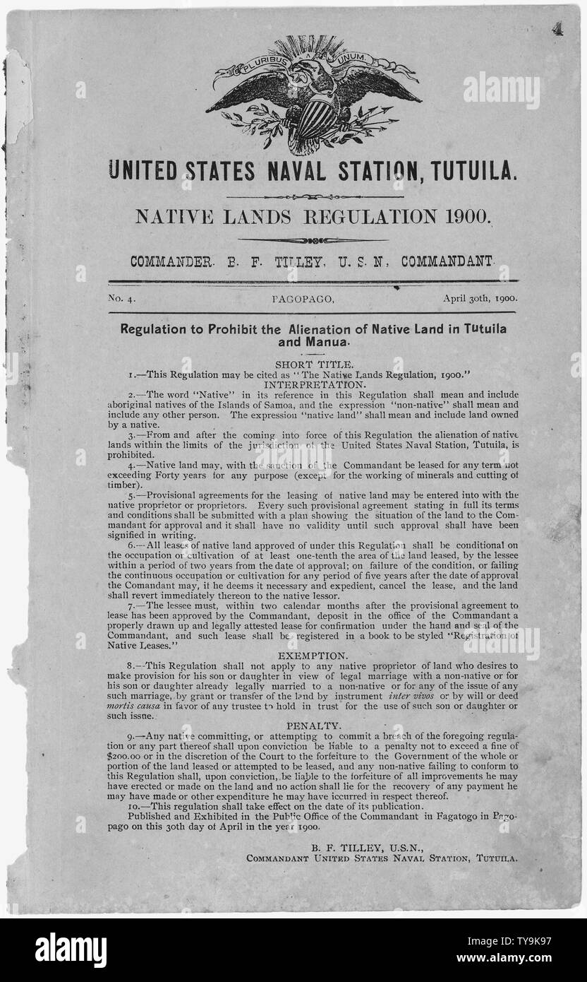 Native Lands Regulation 1900, Order No. 4, Regulation to Prohibit the ...