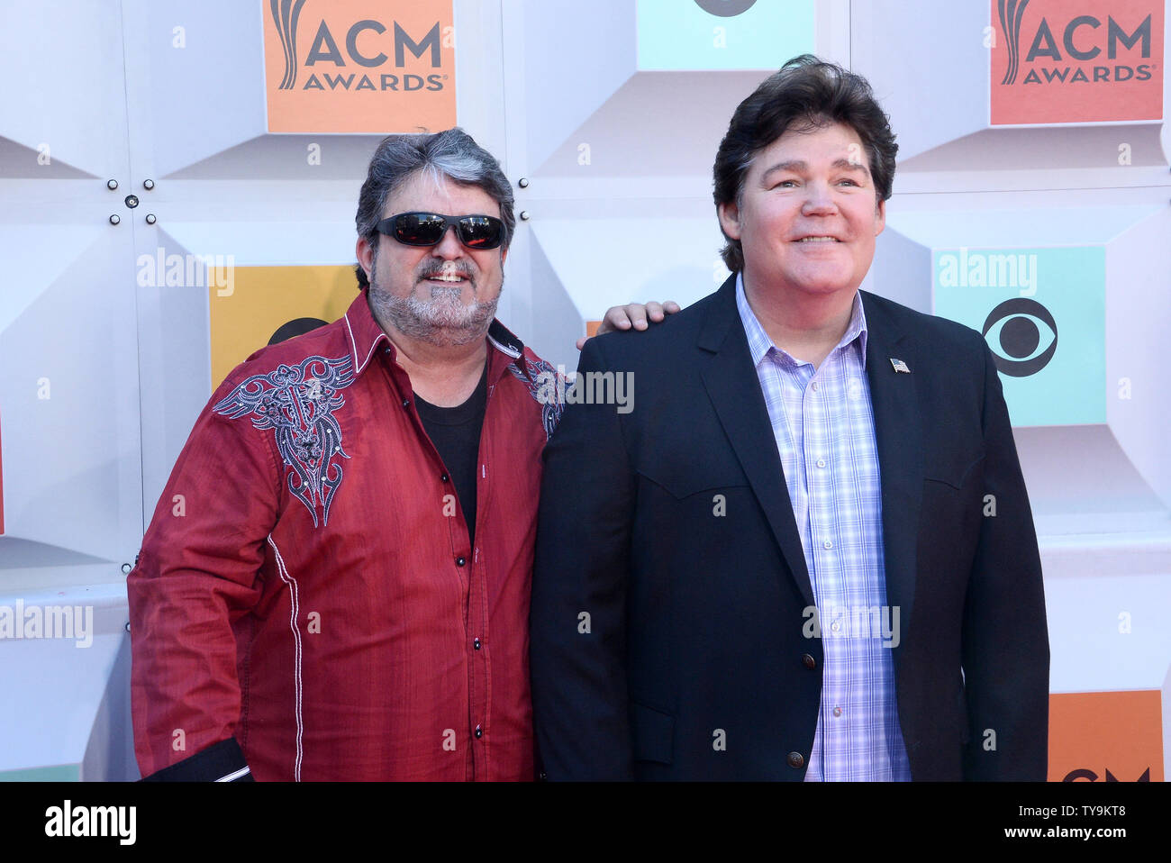 Singers Mike McGuire (L) and Marty Raybon of Shenandoah attend the 51st ...