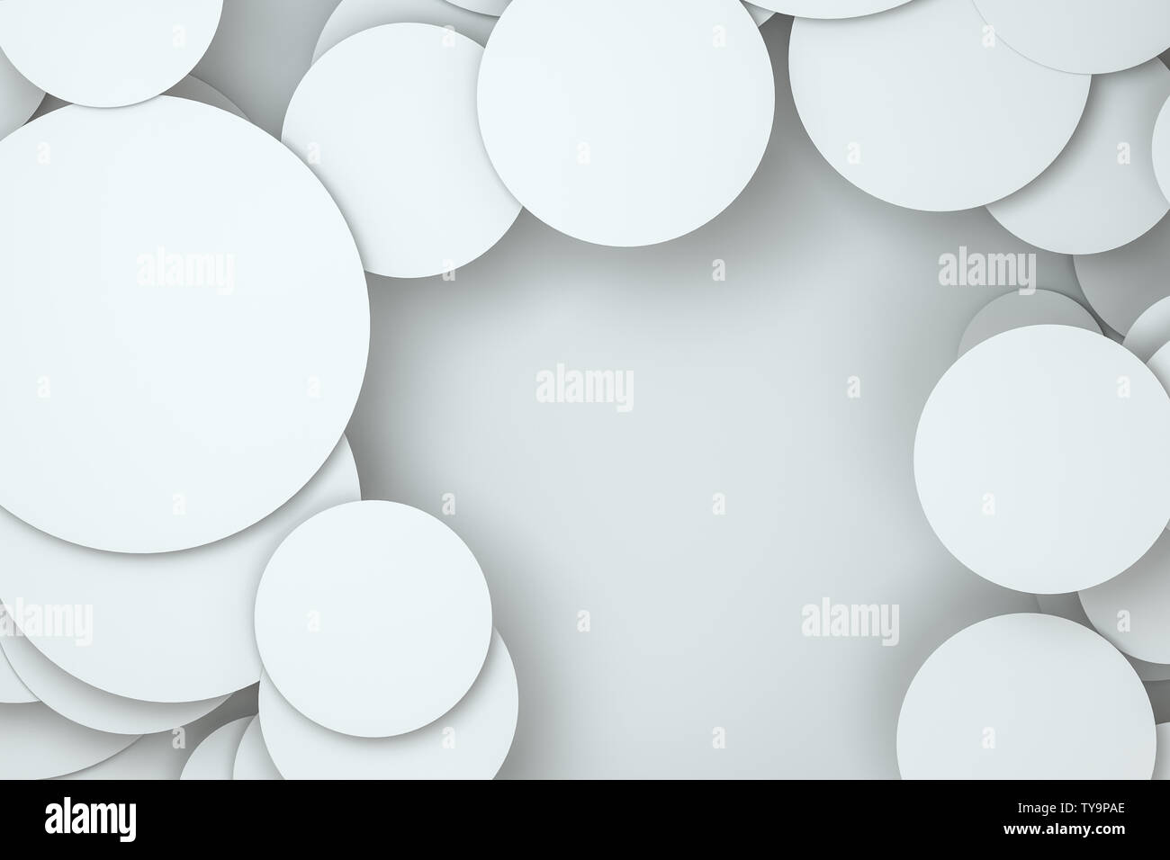 Three-dimensional rendering, blank round piece of paper surround ...