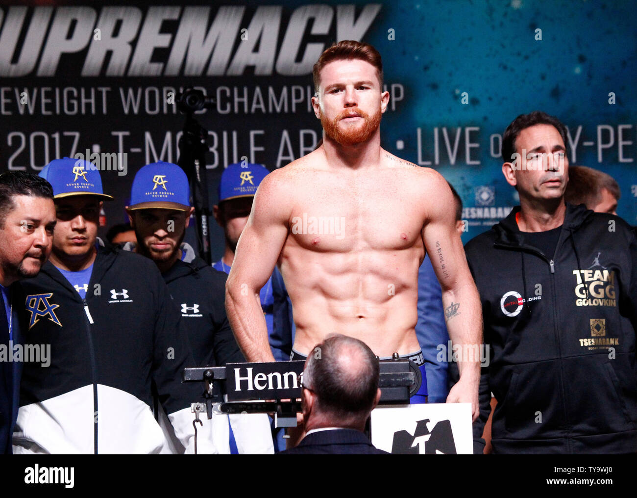 Canelo Alvarez on stage during the Weigh-In for the Canelo Alvarez vs ... Canelo Alvarez on stage during the Weigh-In for the Canelo Alvarez vs ...