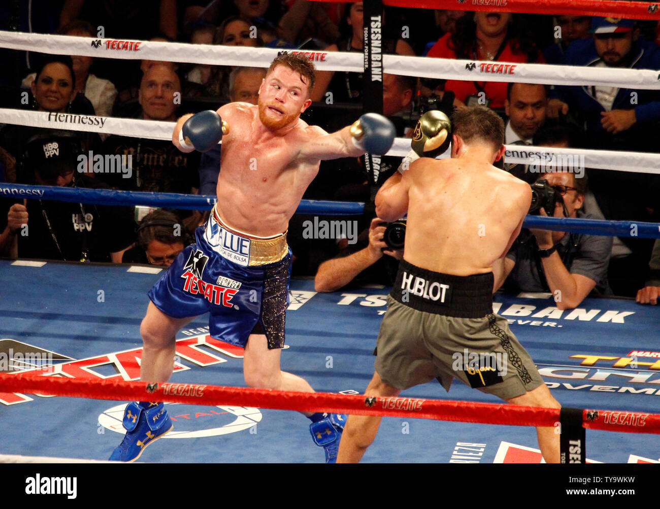 Canelo Alvarez throws a jab at Gennady Golovkin during the Canelo ... Canelo Alvarez throws a jab at Gennady Golovkin during the Canelo ...