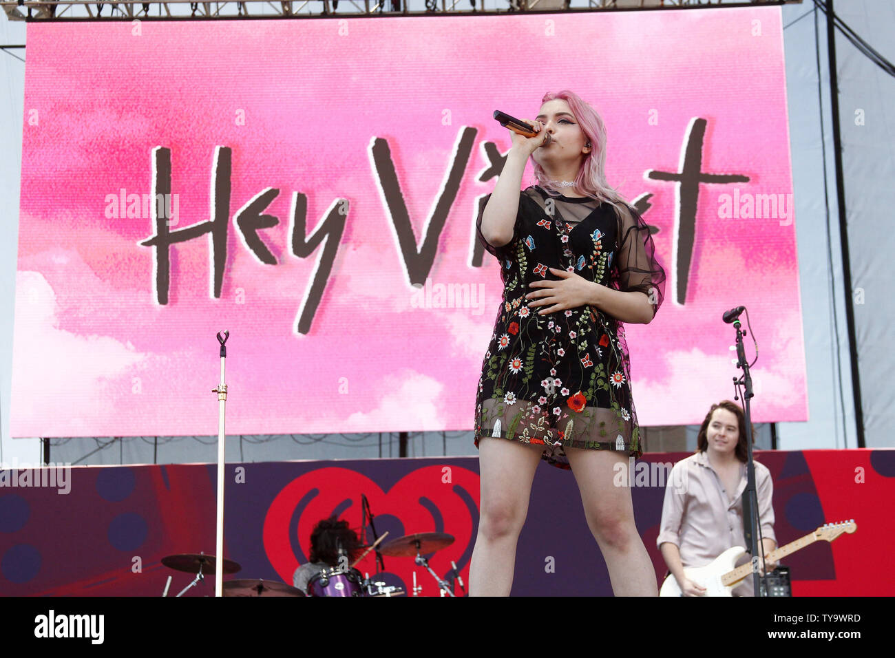 Rena Lovelis lead singer for 'Hey Violet' on stage during the ...