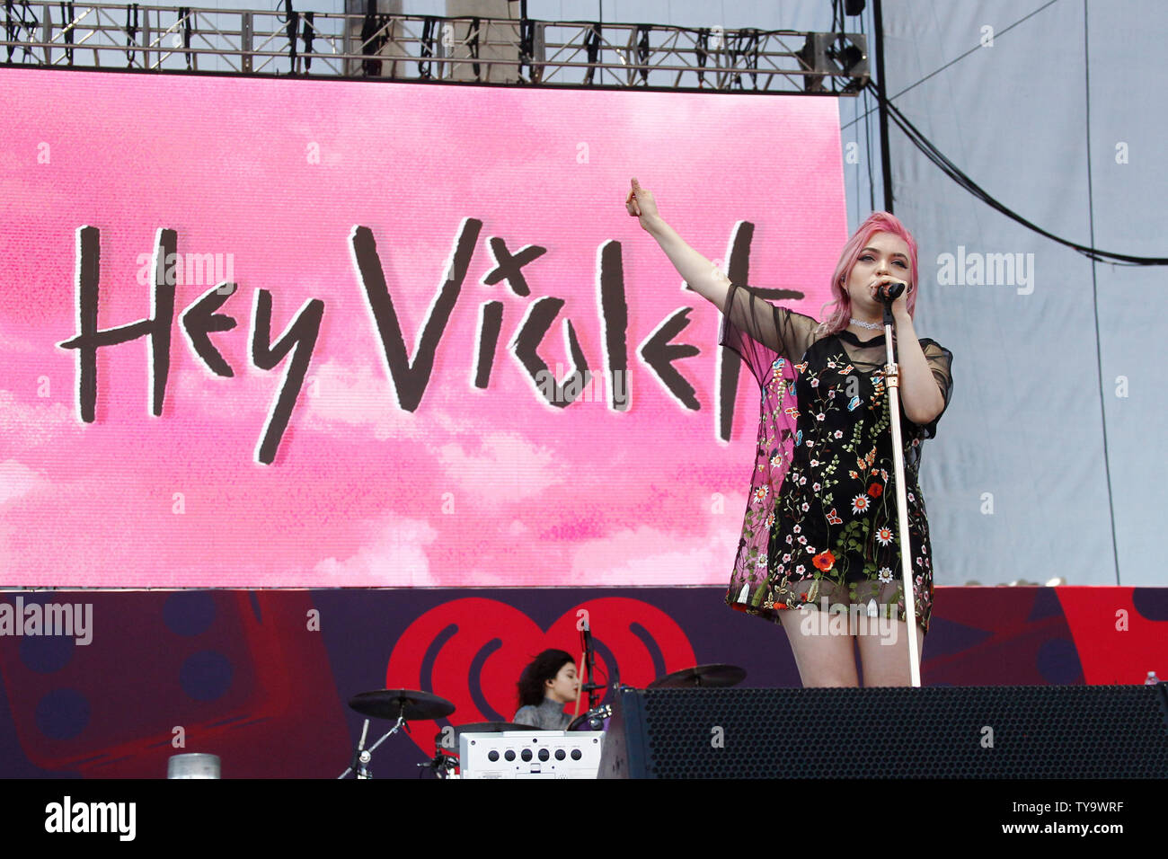 Rena Lovelis lead singer for 'Hey Violet' on stage during the ...