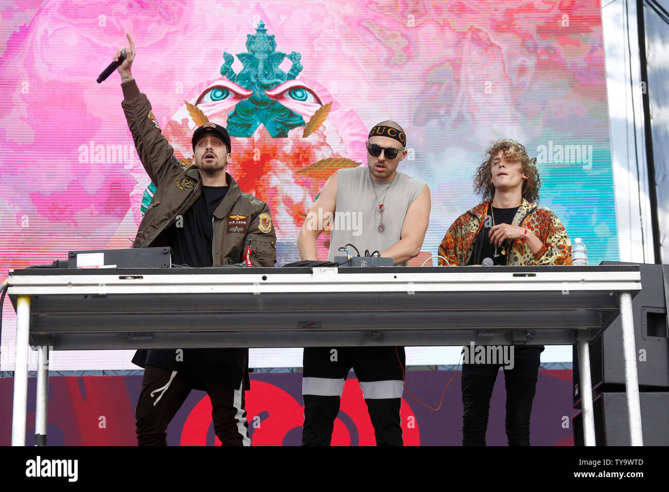 Electronic DJ trio 'Cheat Codes' performs on stage during the ...