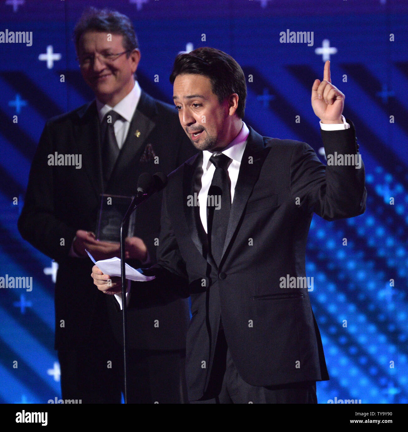 Lin-Manuel Miranda receives the President's Merit Award onstage during ...