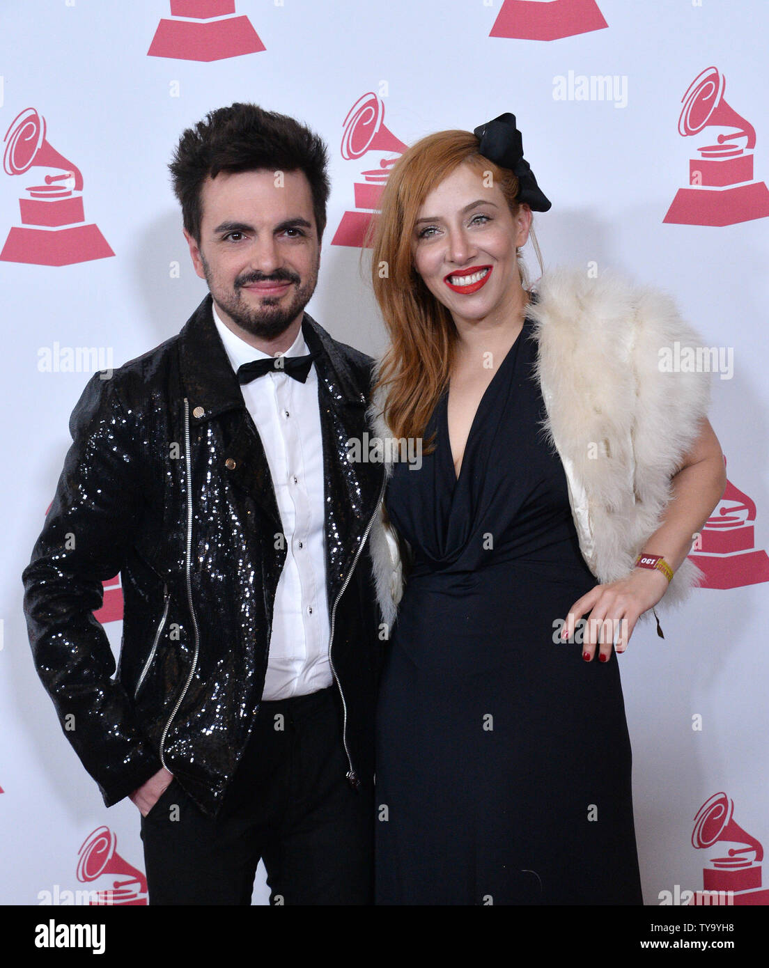 Alejandro Sergi (L) and Juliana Gattas of Miranda! attend the Latin ...