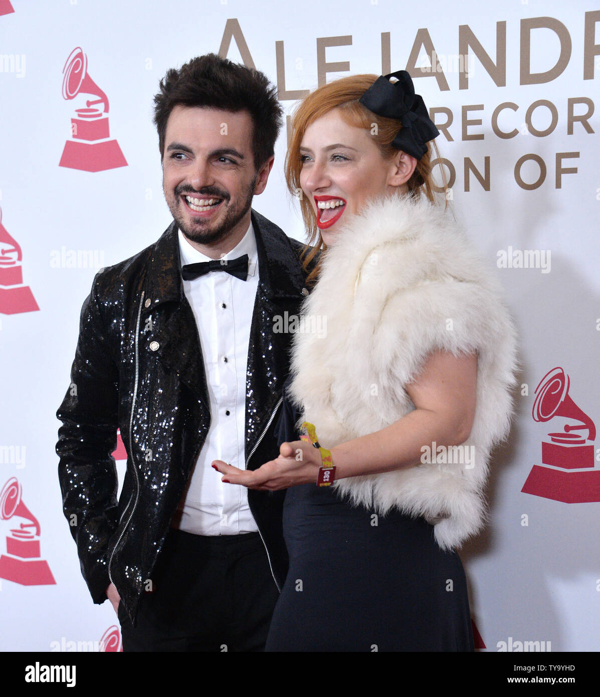 Alejandro Sergi (L) and Juliana Gattas of Miranda! attend the Latin ...