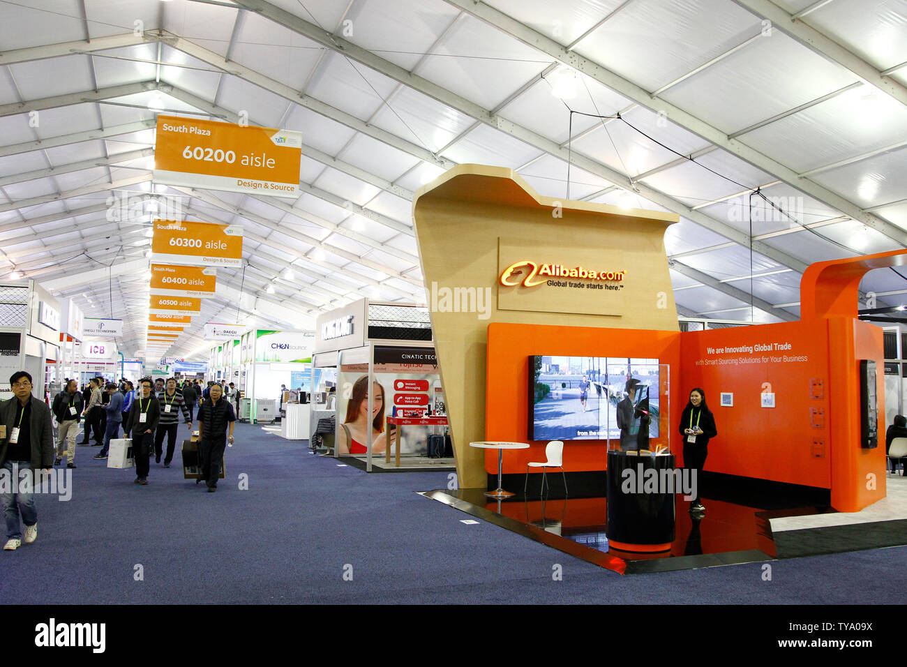 A view inside the South Plaza convention hall tent, during the 2018 CES ...
