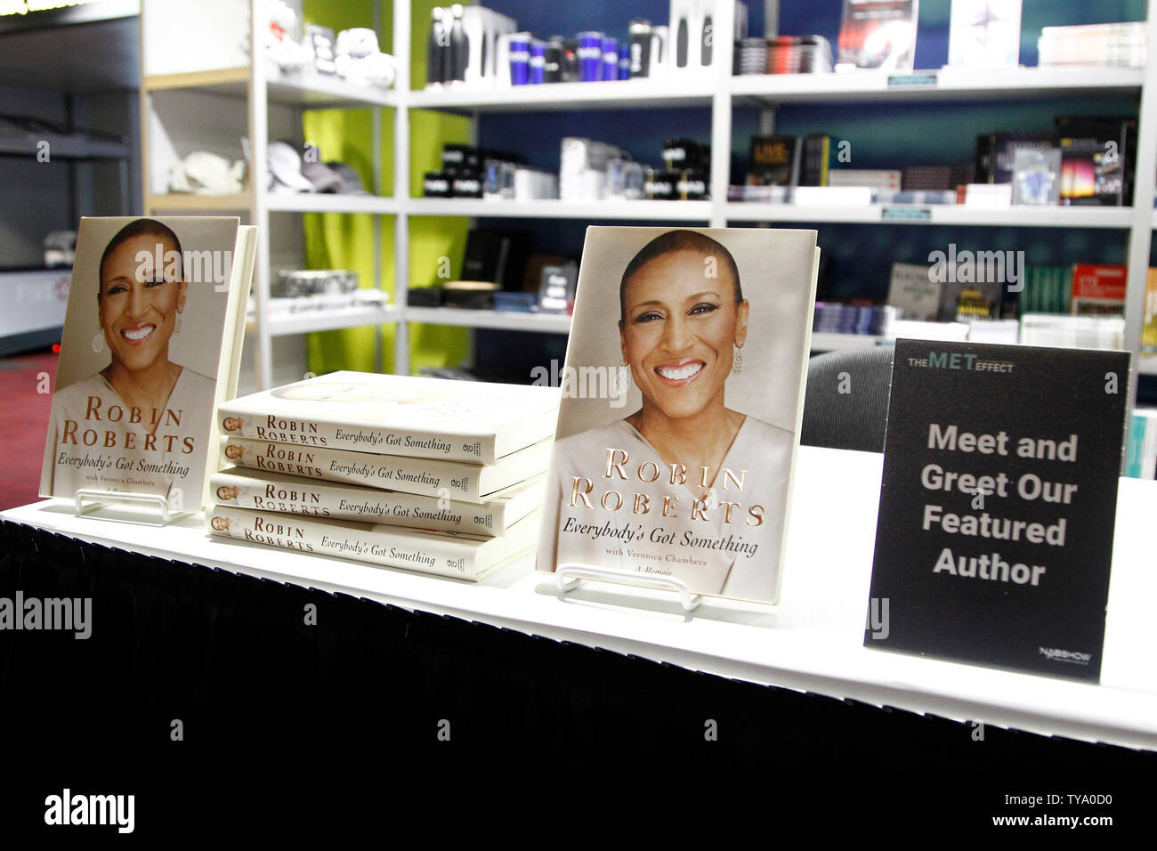 A view of TV personality Robin Roberts book being displayed for an ...