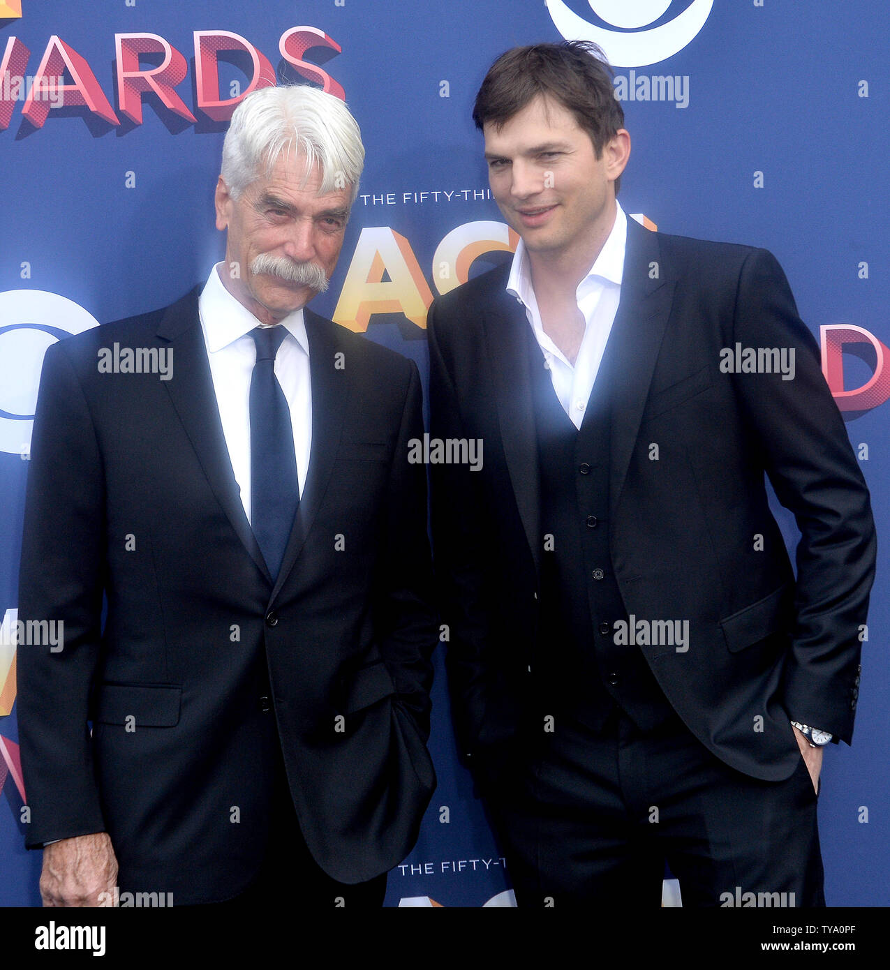(L-R) Actors Sam Elliott and Ashton Kutcher attend the 53rd annual ...