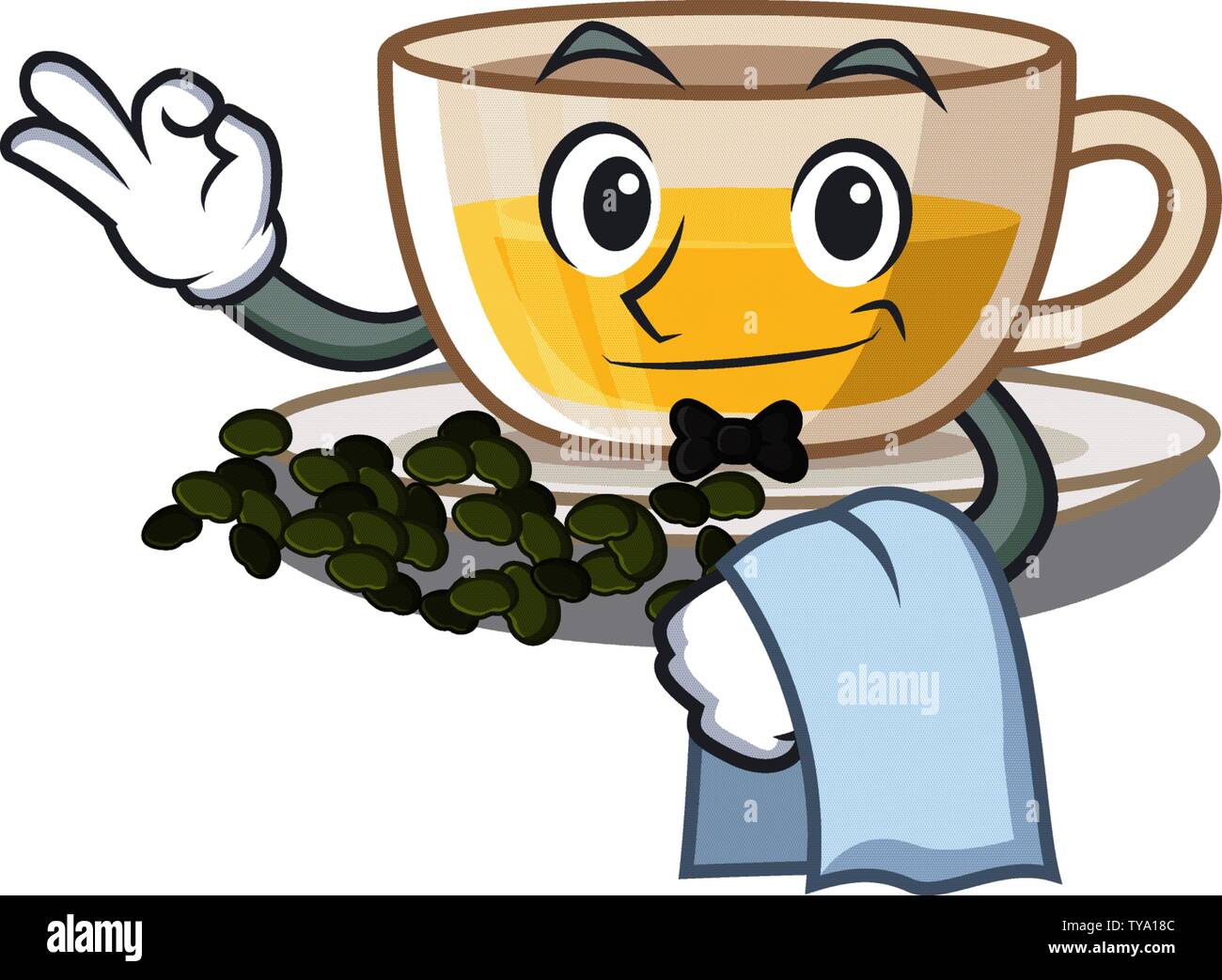 Waiter cup oolong tea in cartoon shape Stock Vector Image & Art - Alamy