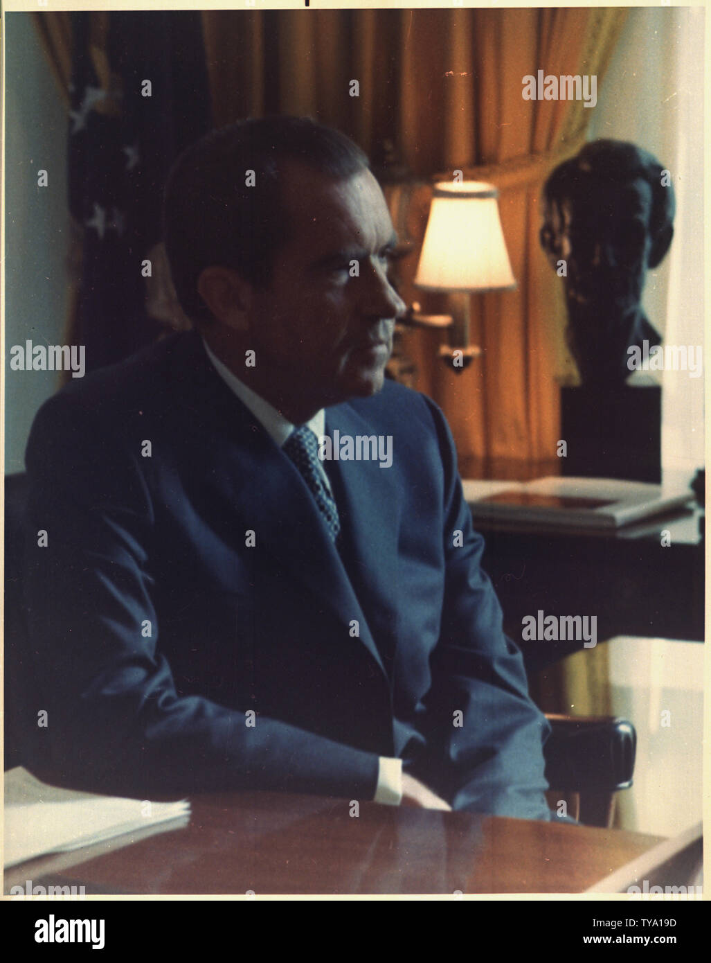 Official Presidential portrait. Richard M. Nixon seated in the oval ...