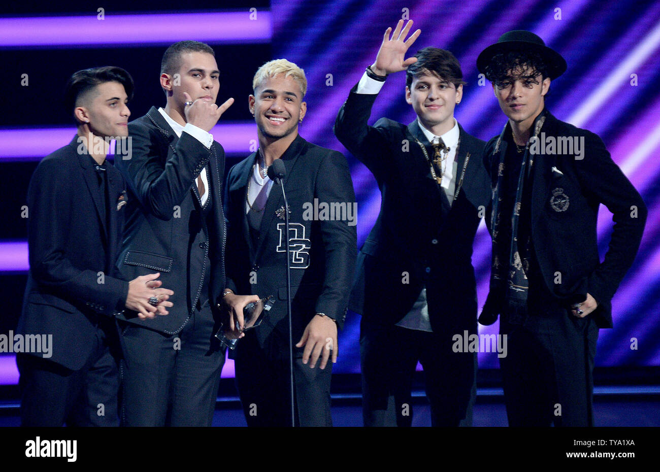 CNCO accept the award for Latin Pop Artist of the Year, Duo or Group ...