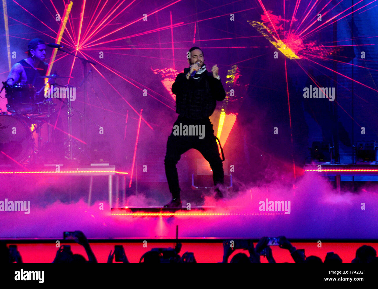 Maluma performs onstage during the 2018 Billboard Latin Music Awards at ...