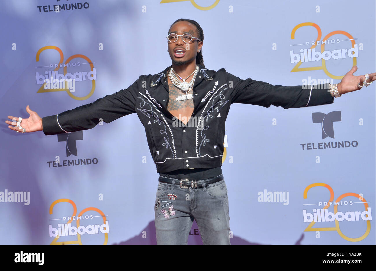 Rapper Quavo attends the 2018 Billboard Latin Music Awards at the ...