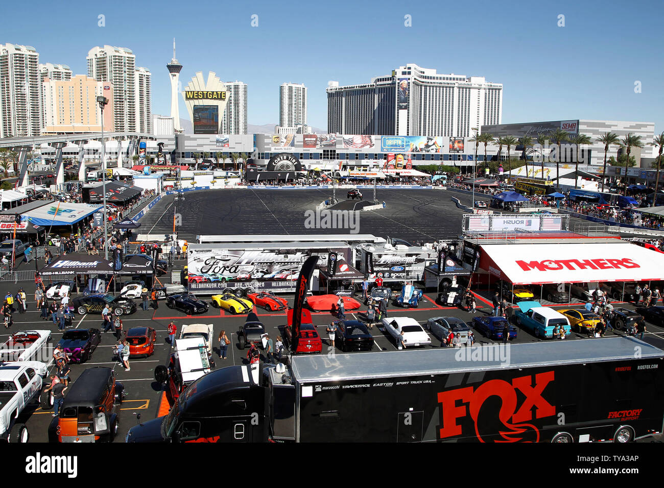 An overhead view of the various outdoor exhibitors surrounding the Ford ...