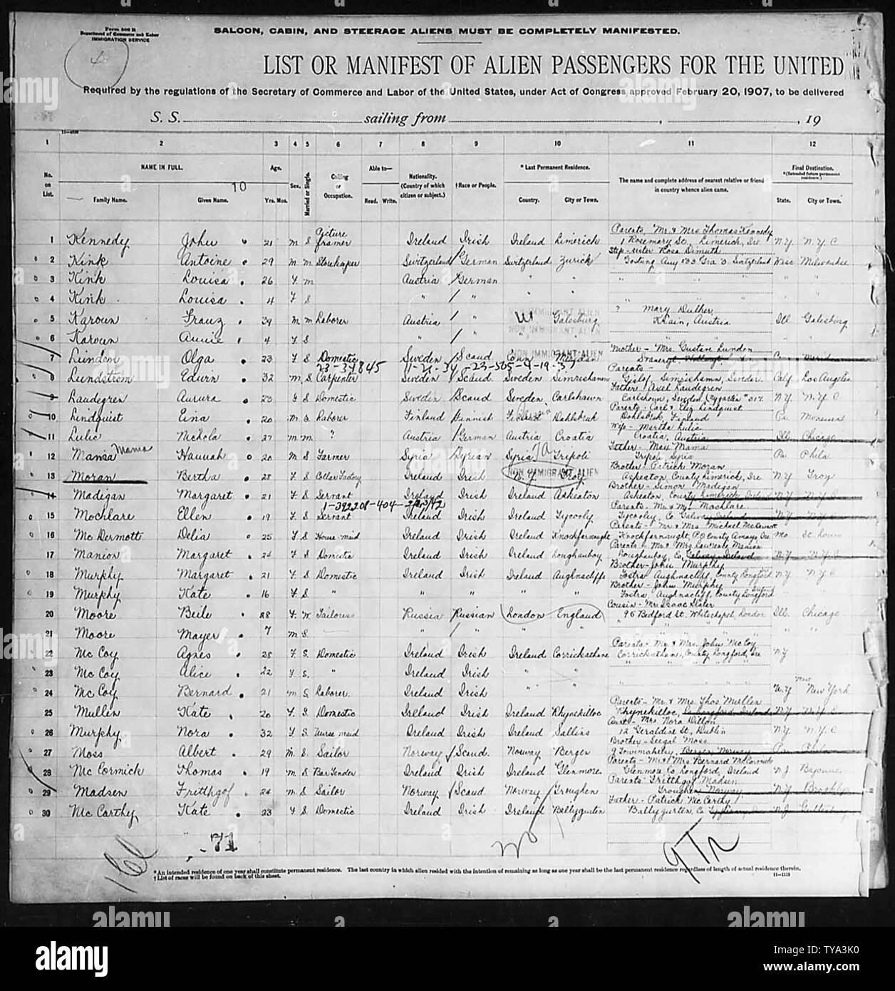 Titanic passenger list hi-res stock photography and images - Alamy